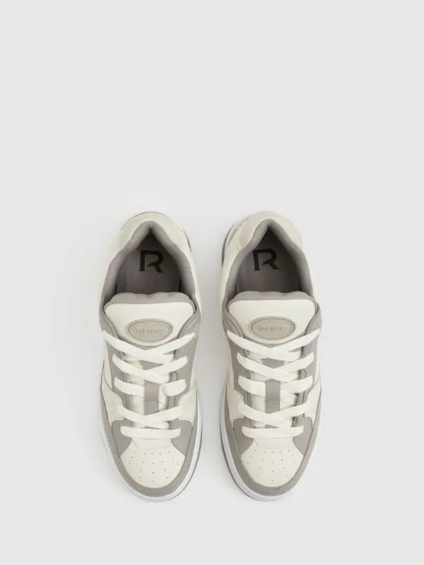 REISS Alvar Panelled Leather Trainers