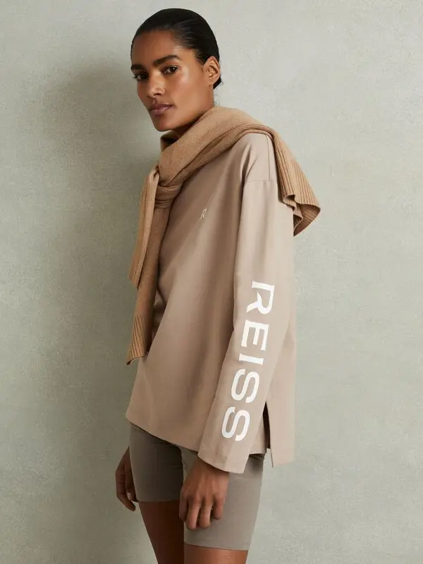 REISS May Cotton Blend Logo Top