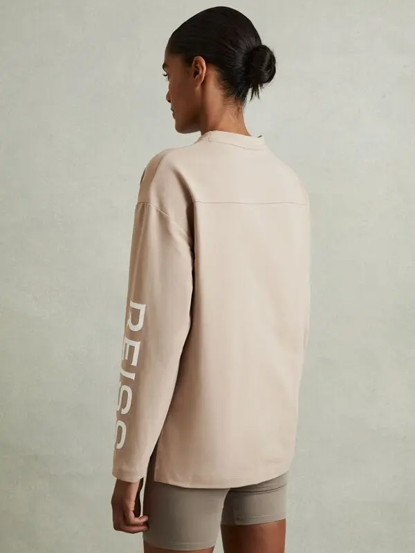 REISS May Cotton Blend Logo Top