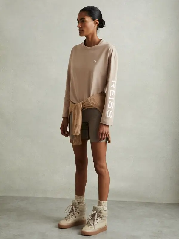 REISS May Cotton Blend Logo Top