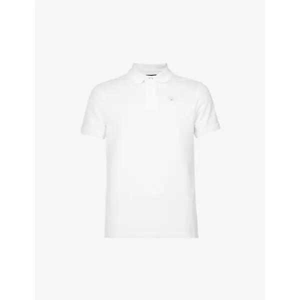 Barbour Brand-embroidered Ribbed-trim Regular-fit Cotton-piqué Polo Shirt - White