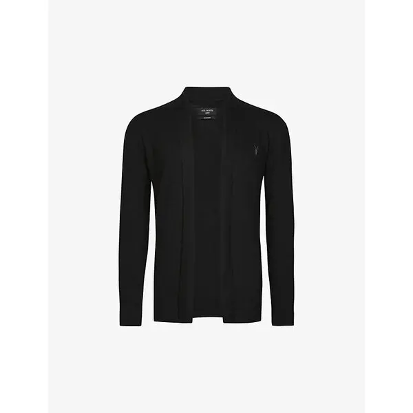 ALLSAINTS Ramskull-embroidered Merino-wool Cardigan - Black