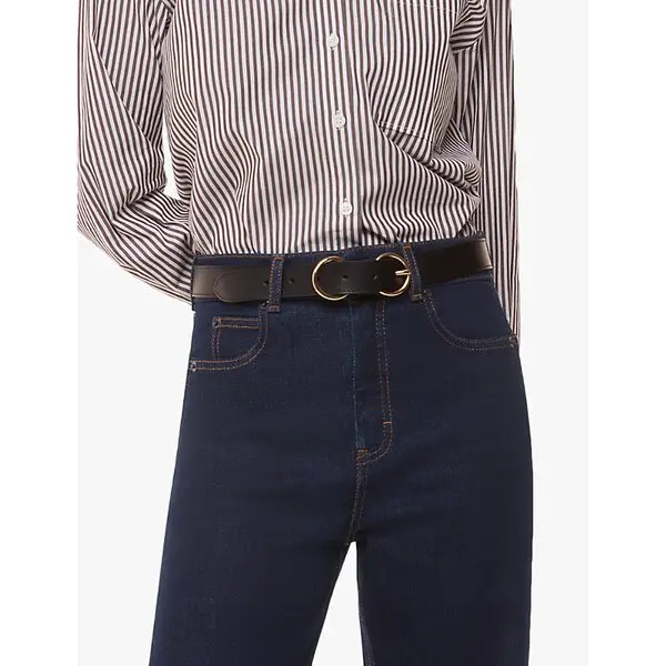 Whistles High-rise Barrel-leg Stretch-denim Jeans - Navy