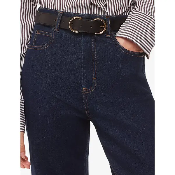 Whistles High-rise Barrel-leg Stretch-denim Jeans - Navy