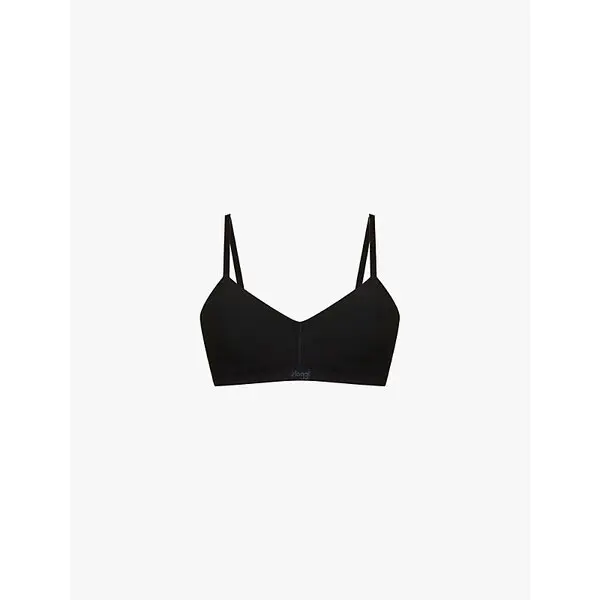 SLOGGI Ever Ease Padded Non-wired Cotton-blend Bra - Black