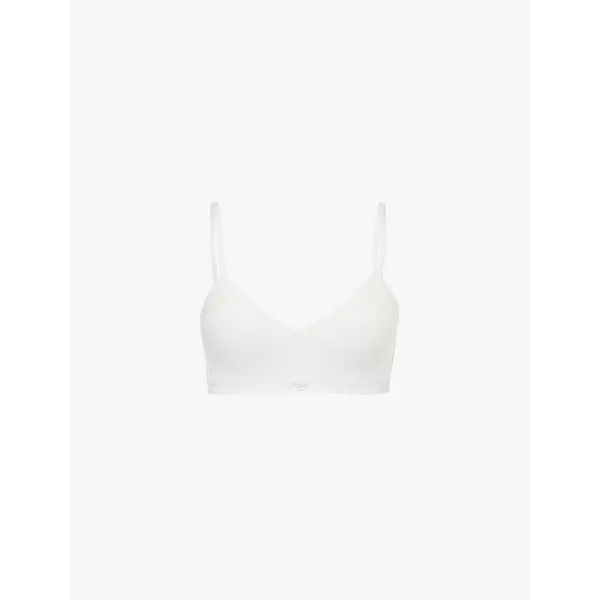 SLOGGI Ever Ease Padded Non-wired Cotton-blend Bra - Silk White