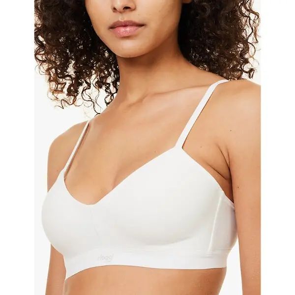 SLOGGI Ever Ease Padded Non-wired Cotton-blend Bra - Silk White