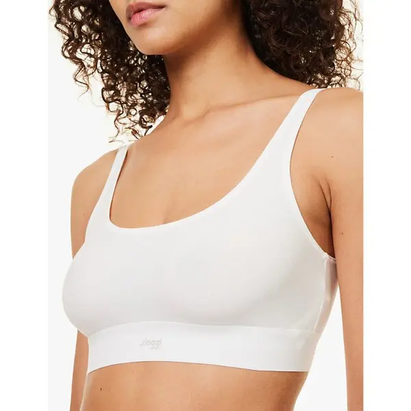 SLOGGI Ever Ease Scoop-neck Stretch-cotton Bralette - Silk White