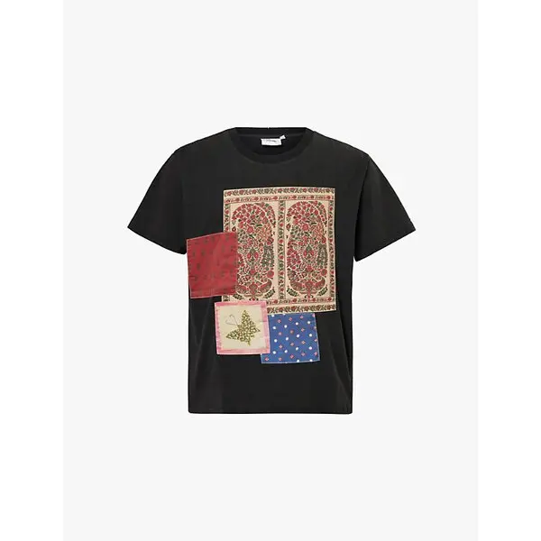 FOUND Patchwork Graphic-print Relaxed-fit Cotton-jersey T-shirt