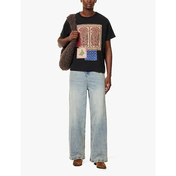 FOUND Patchwork Graphic-print Relaxed-fit Cotton-jersey T-shirt