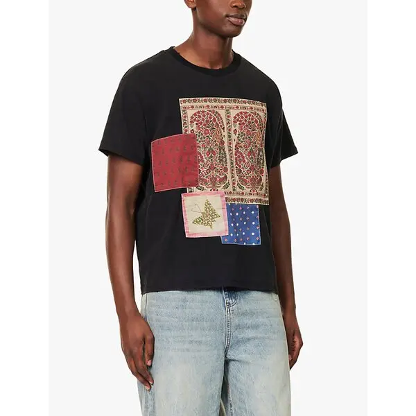 FOUND Patchwork Graphic-print Relaxed-fit Cotton-jersey T-shirt