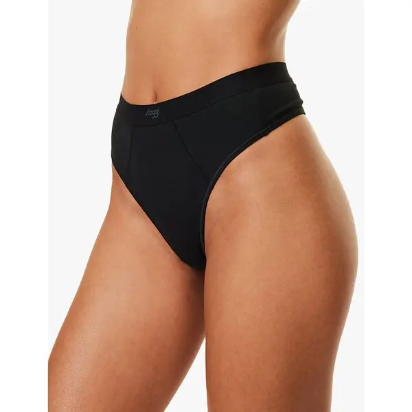SLOGGI Ever Ease String Stretch-cotton Thong - Black