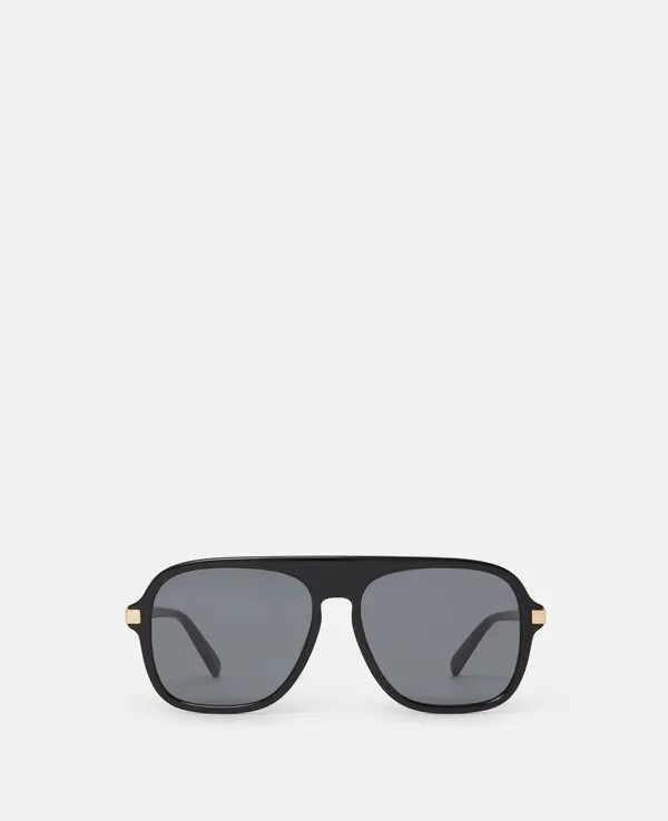 Stella McCartney Straight-edge Sunglasses - Glossy Black And Gold