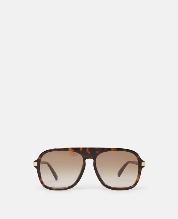 Stella McCartney Straight-edge Sunglasses - Glossy Tortoiseshell And Gold