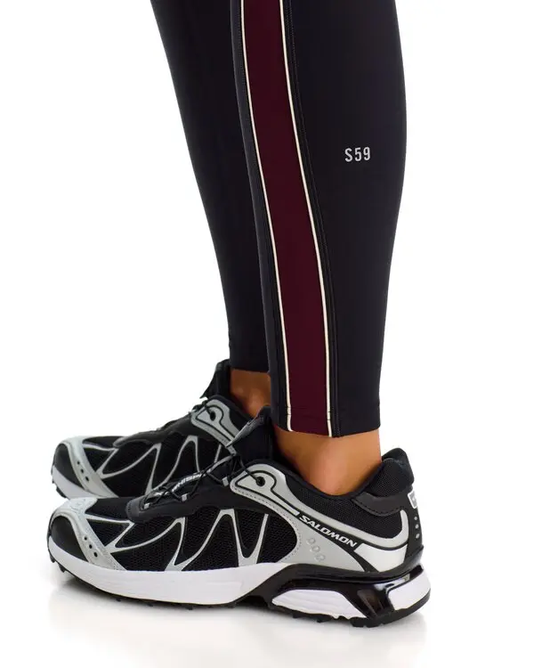Splits59 Margot Rigor Leggings With Contrast Stripe Detail - Black/dark Cherry