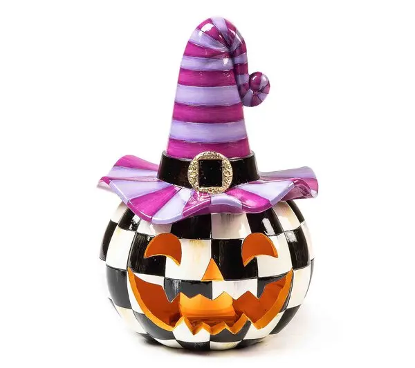 MACKENZIE-CHILDS Illuminated Happy Jack Pumpkin Purple Hat - One-color