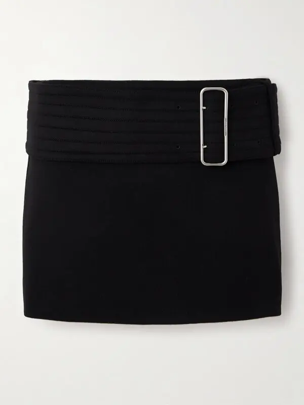 FERRAGAMO Belted Wool And Cashmere-blend Mini Skirt - Black