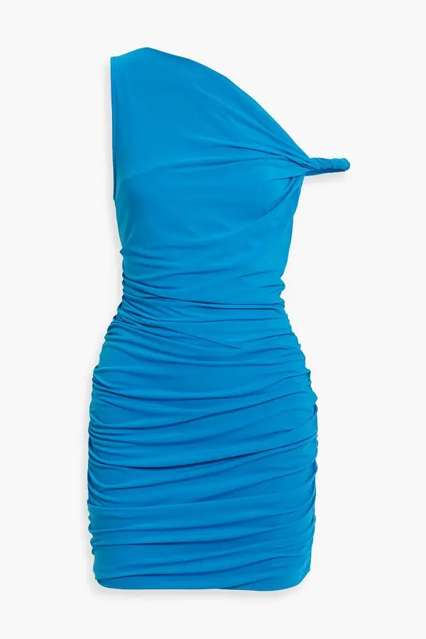 Helmut Lang One-shoulder Ruched Crepe Mini Dress