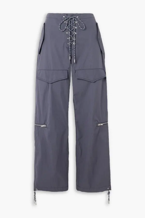 DION LEE Lace-up Wide-leg Twill Pants