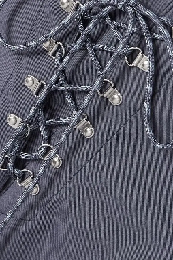 DION LEE Lace-up Wide-leg Twill Pants