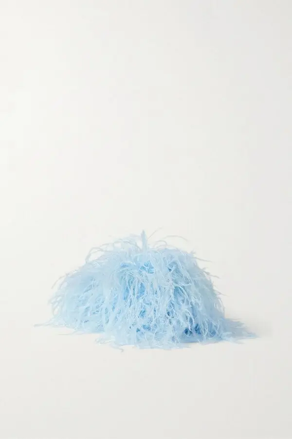 Attico Midnight Feather-trimmed Clutch