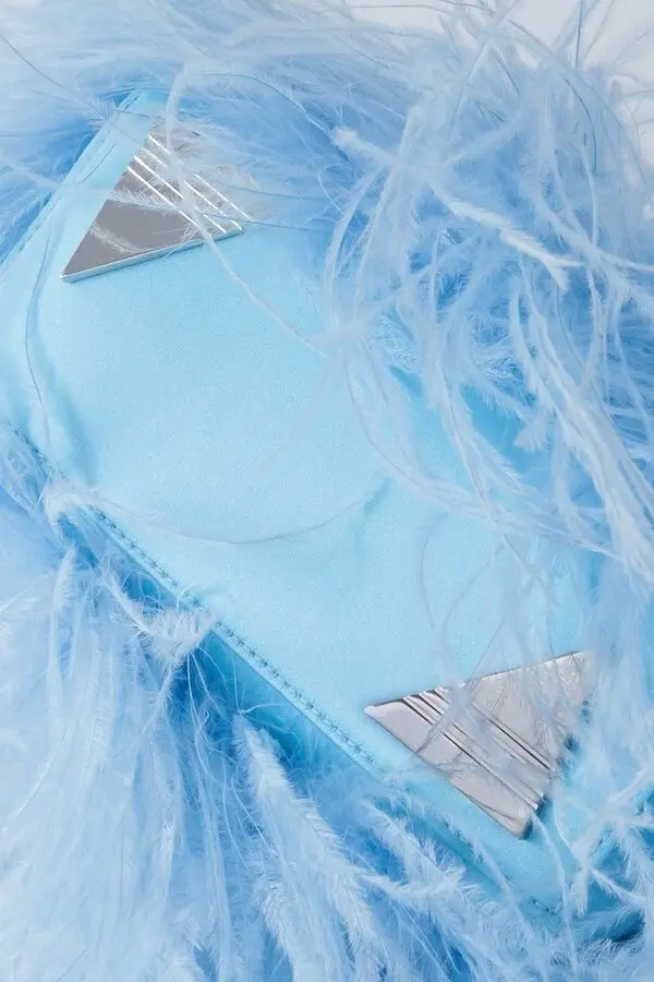 Attico Midnight Feather-trimmed Clutch