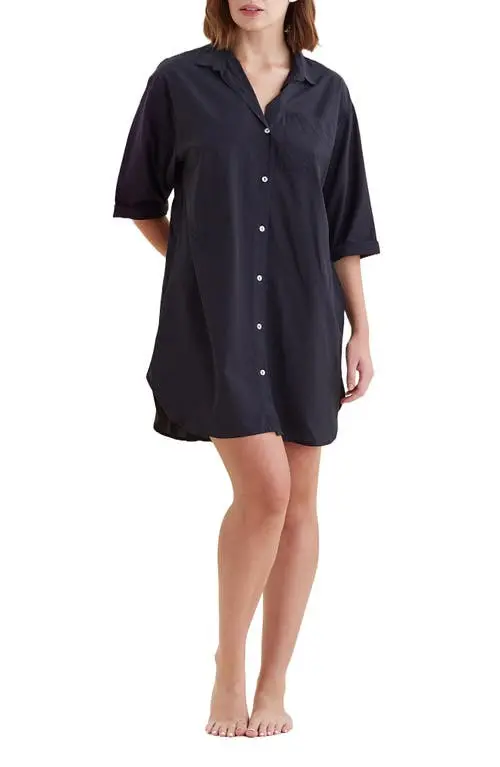 PAPINELLE Whale Beach Solid Cotton & Modal Nightshirt - Black