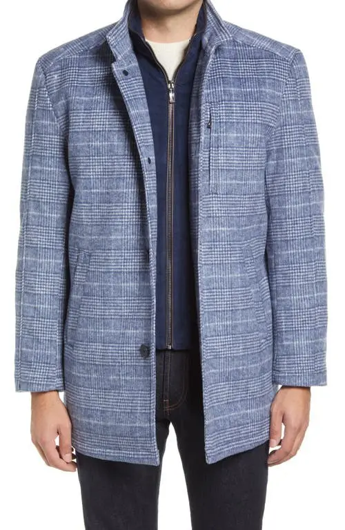 Johnston & Murphy Upton Wool-blend Car Coat - Navy Plaid