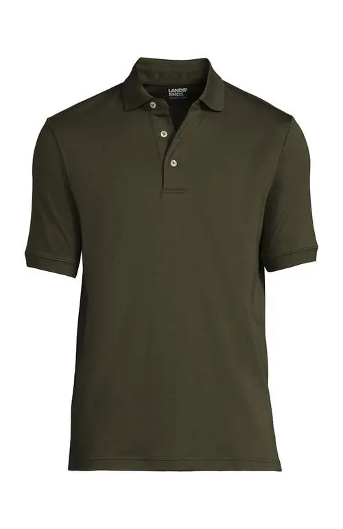 LANDS' END Short Sleeve Cotton Supima Polo Shirt - Forest Moss
