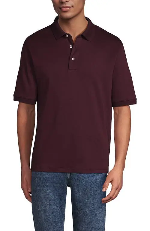 LANDS' END Short Sleeve Cotton Supima Polo Shirt - Lush Burgundy