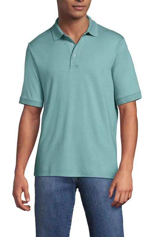LANDS' END Short Sleeve Cotton Supima Polo Shirt - Mint Sky