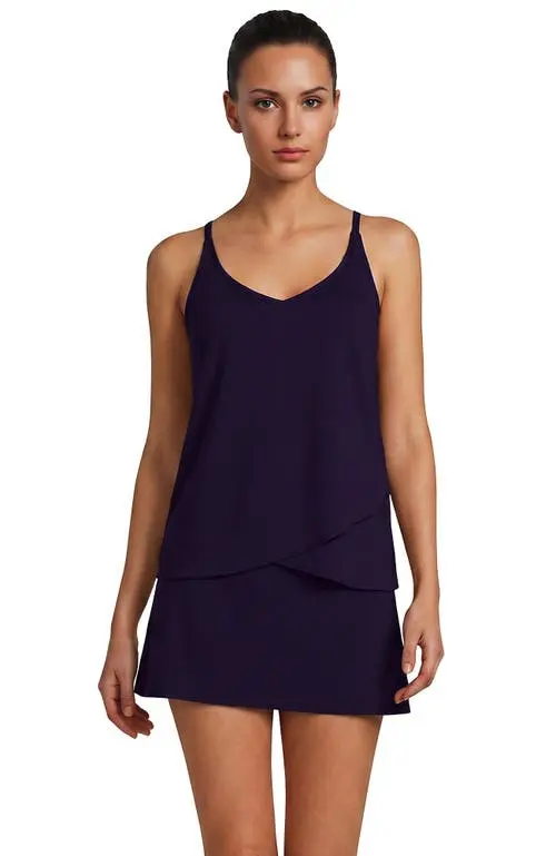 LANDS' END Tulip Hem Tankini Top - Blackberry