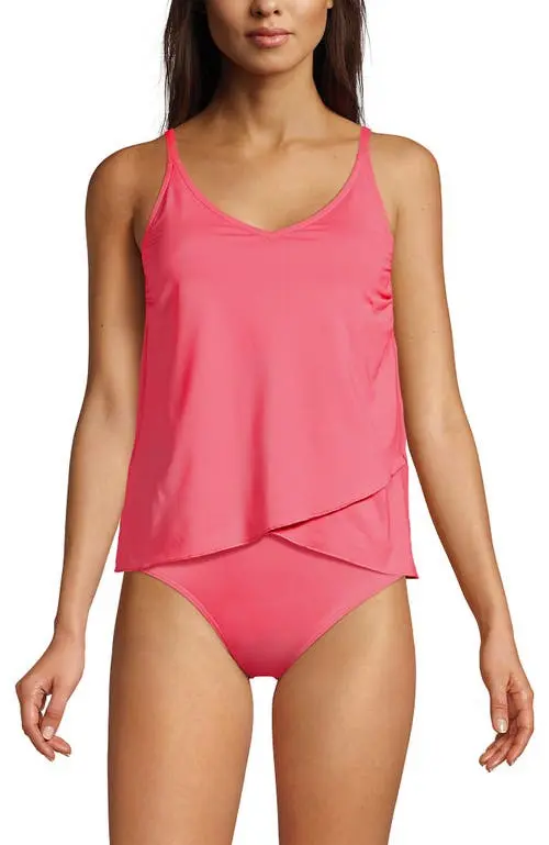 LANDS' END Tulip Hem Tankini Top - Dark Coral