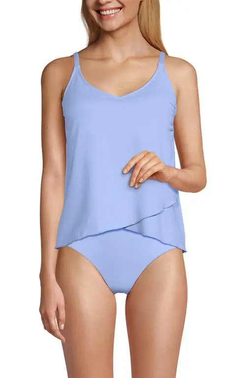 LANDS' END Tulip Hem Tankini Top - Soft Cloud Blue