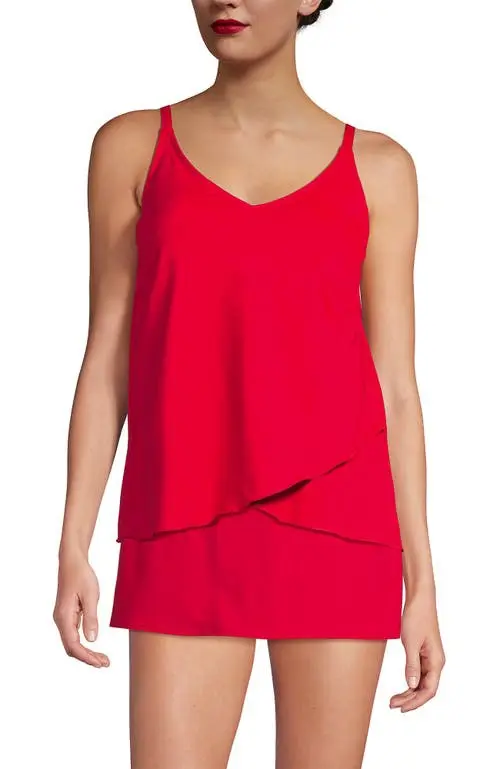 LANDS' END Tulip Hem Tankini Top - Strawberry