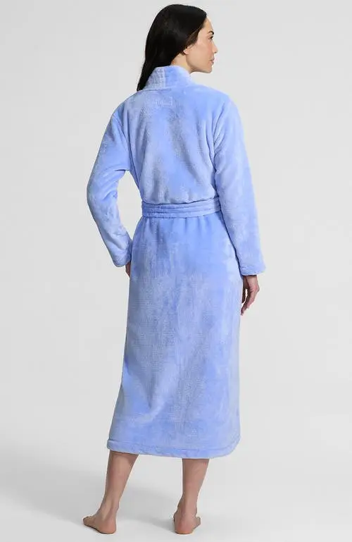 LANDS' END Cozy Plush Long Wrap Robe - Clear Blue Sky