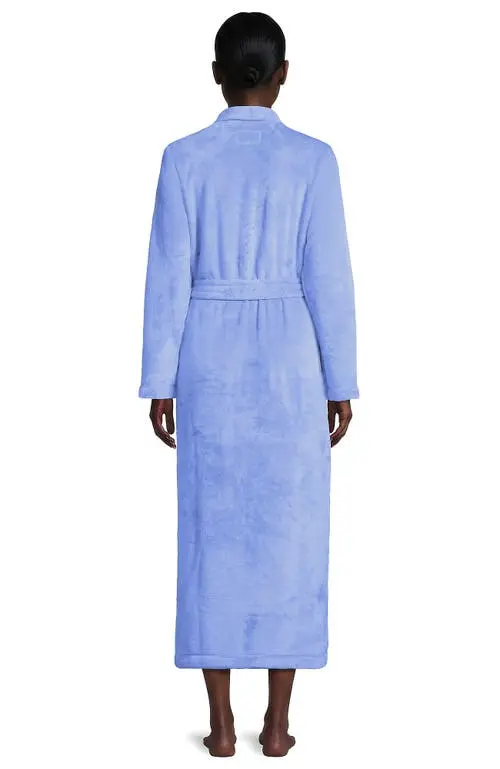 LANDS' END Cozy Plush Long Wrap Robe - Clear Blue Sky