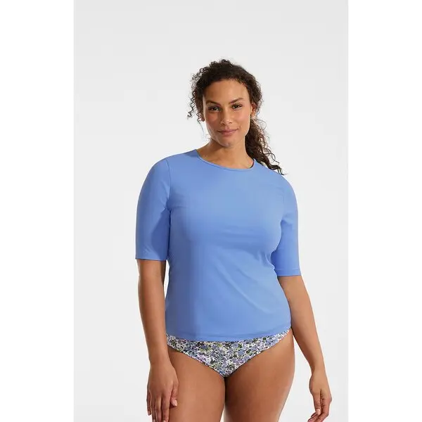 LANDS' END Upf 50 Elbow Sleeve Swim Tee - Lake Blue