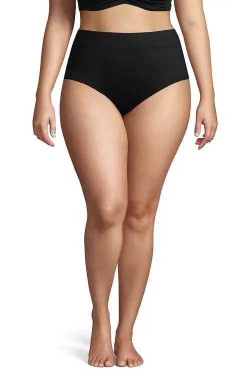 LANDS' END Tummy Control High Waisted Bikini Bottom - Black