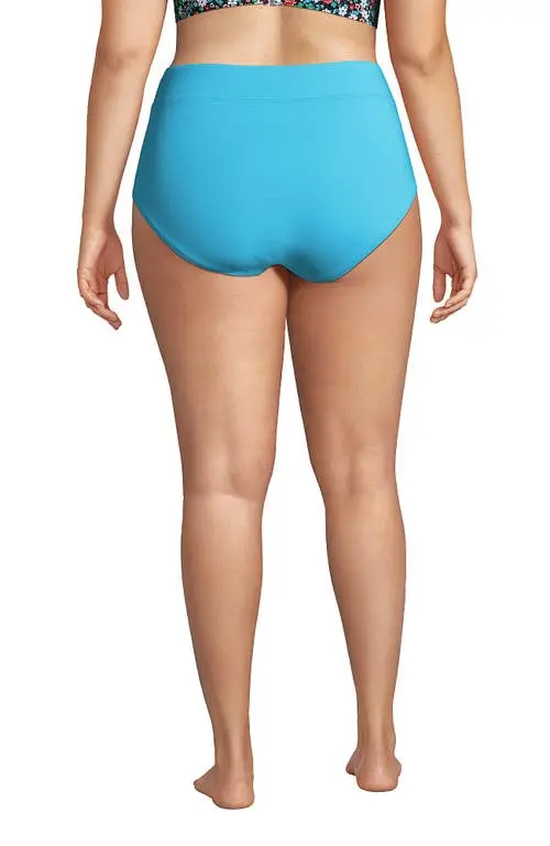 LANDS' END Tummy Control High-waisted Bikini Bottom - Turquoise