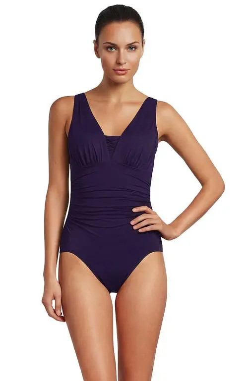 LANDS' END Grecian Slendersuit One-piece - Blackberry