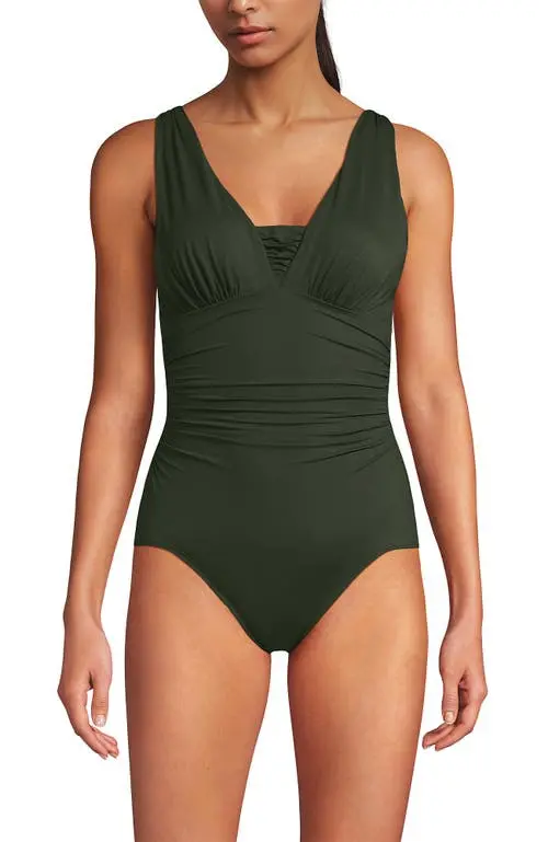 LANDS' END Slender Grecian One-piece Swimsuit - Deep Balsam