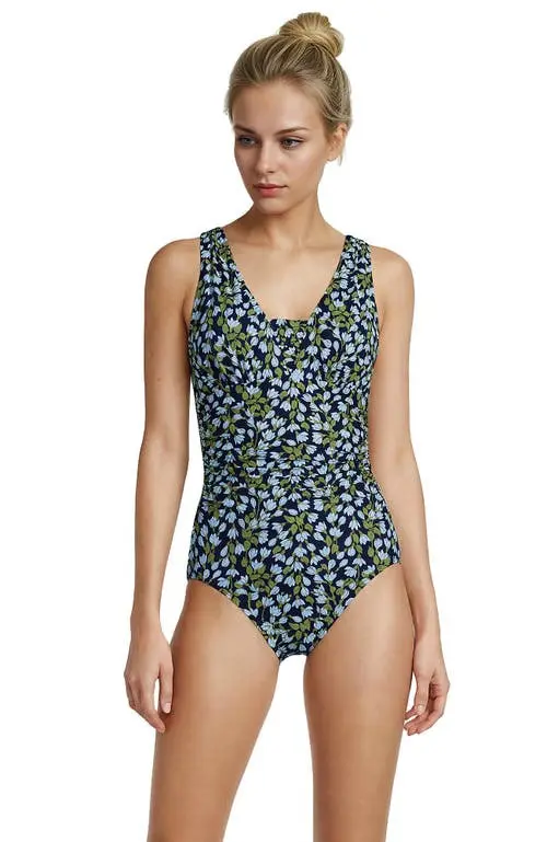 LANDS' END Grecian Slendersuit One-piece - Teal Ombre