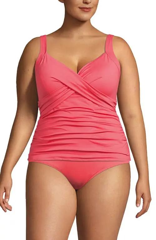 LANDS' END V-neck Wrap Underwire Tankini Swimsuit Top - Wood Lily