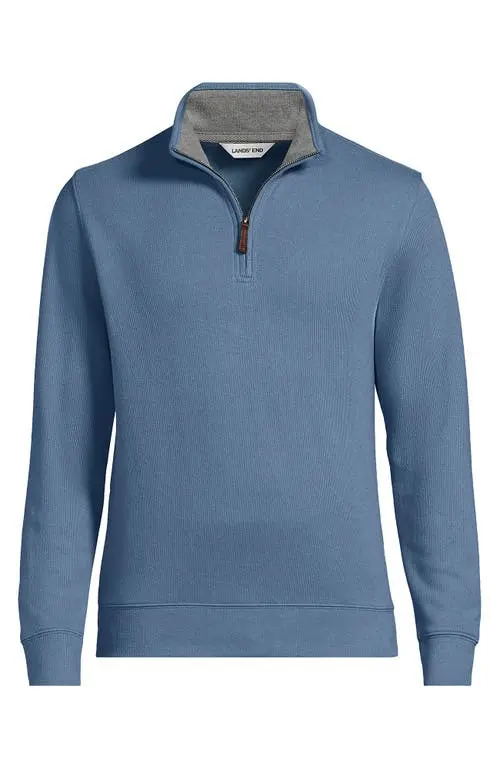 LANDS' END Bedford Rib Quarter Zip Pullover Sweater - Soft Peacock