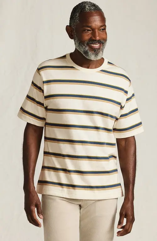 LANDS' END Super-t Short Sleeve T-shirt - Ivory/nightfall Blue Stripes