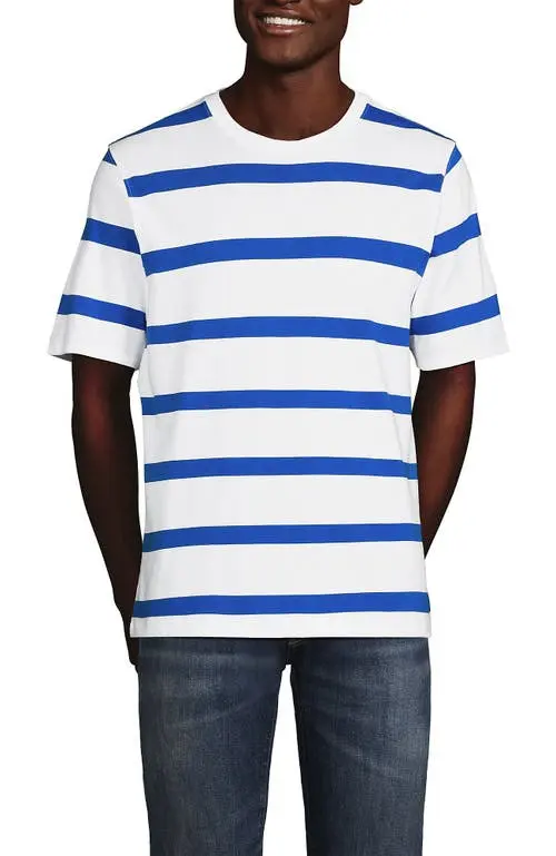 LANDS' END Super-t Short Sleeve T-shirt - White/nautical Blue Stripe