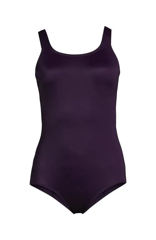 LANDS' END Mastectomy Scoop Neck One Piece Swimsuit - Blackberry