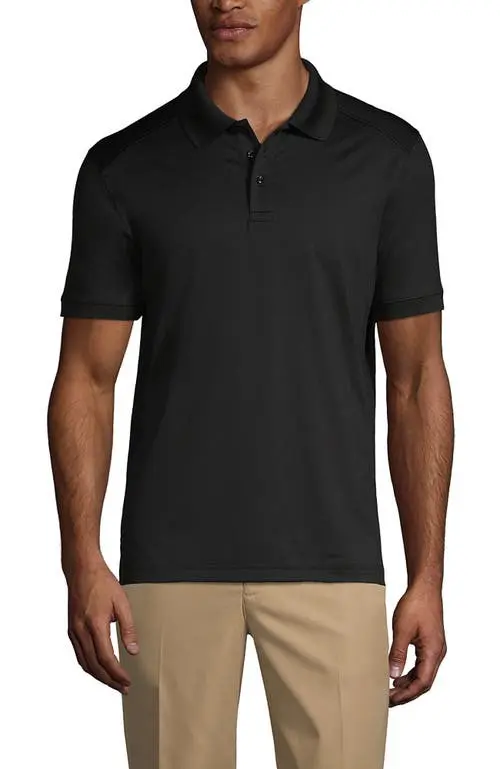 LANDS' END School Uniform Young Short Sleeve Rapid Dry Polo Shirt - Black