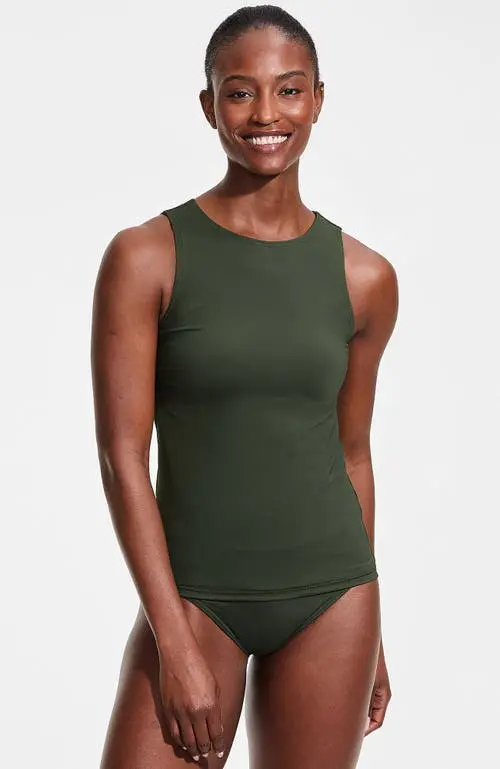 LANDS' END Dd-cup Chlorine Resistant Square Neck Tankini Top - Rich Olive Green